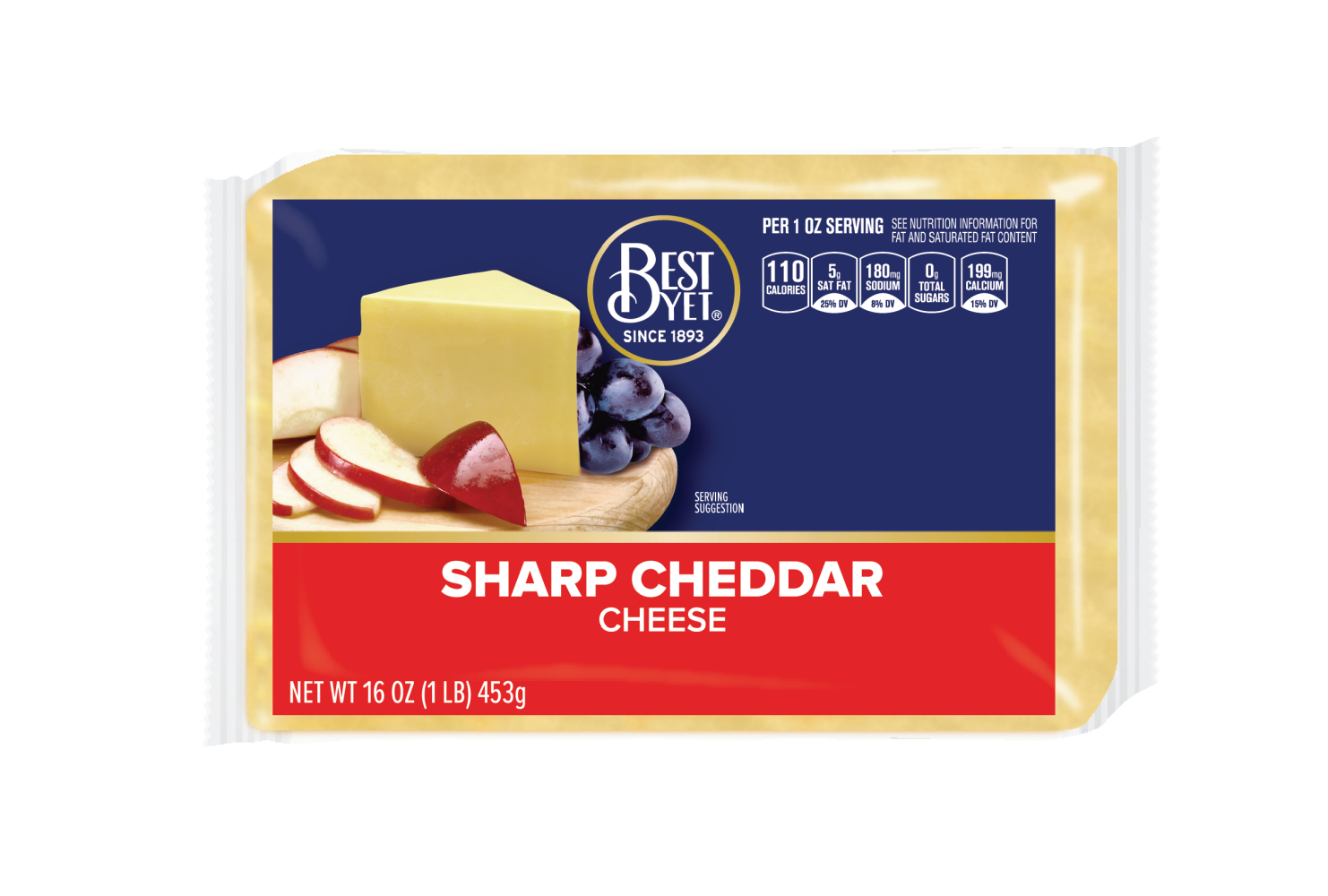 Sharp White Cheddar Cheese Chunk - Best Yet Brand